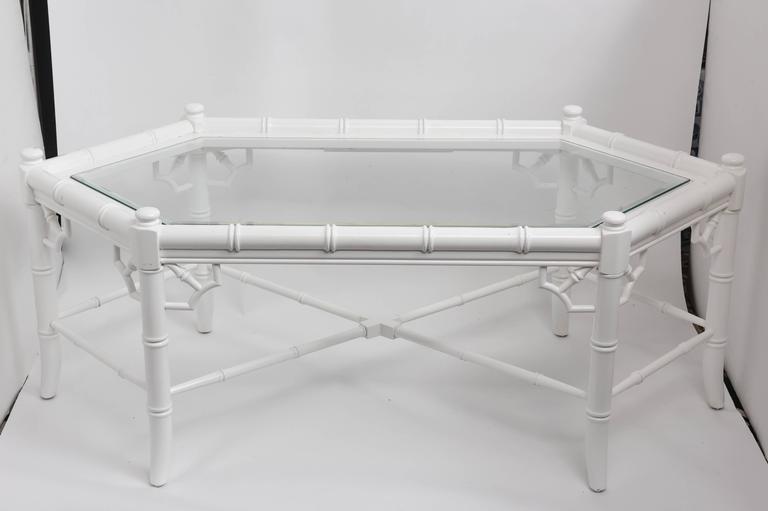 Vintage Faux Bamboo White Coffee Table at 1stDibs