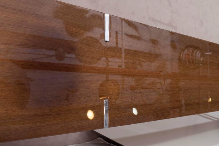 Lacquered Wood Console Table on Chrome Base at 1stDibs | wood and ...