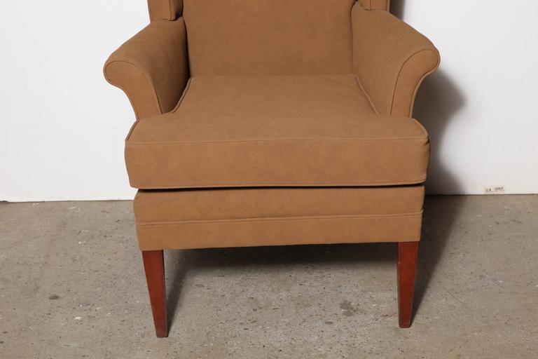 Pair of Tall, Narrow Mid Century Camel Highback Wingback Chairs at ...