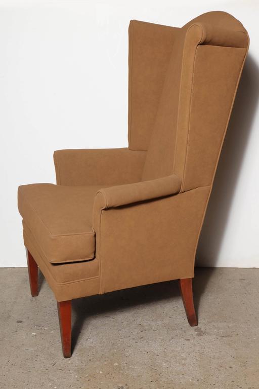 Pair of Tall, Narrow Mid Century Camel Highback Wingback Chairs at ...