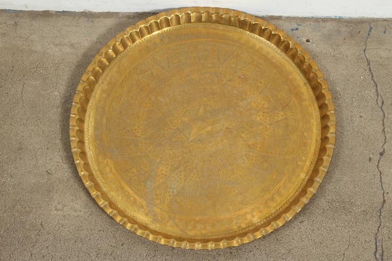 Large Middle Eastern Moorish Syrian Hand-Hammered Brass Tray at 1stDibs ...