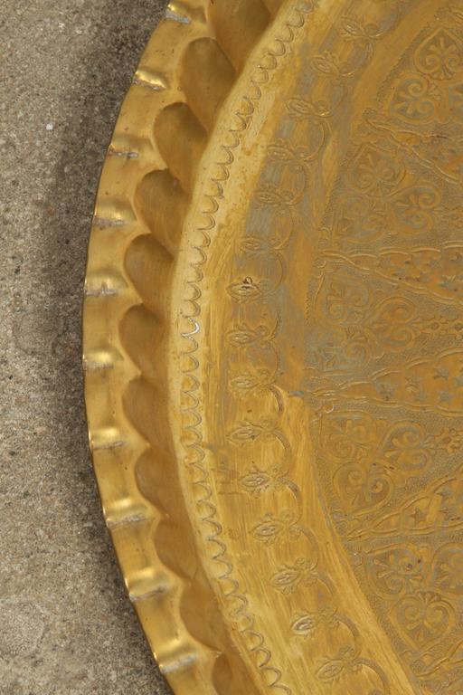 Large Middle Eastern Moorish Syrian Hand-Hammered Brass Tray at 1stDibs ...