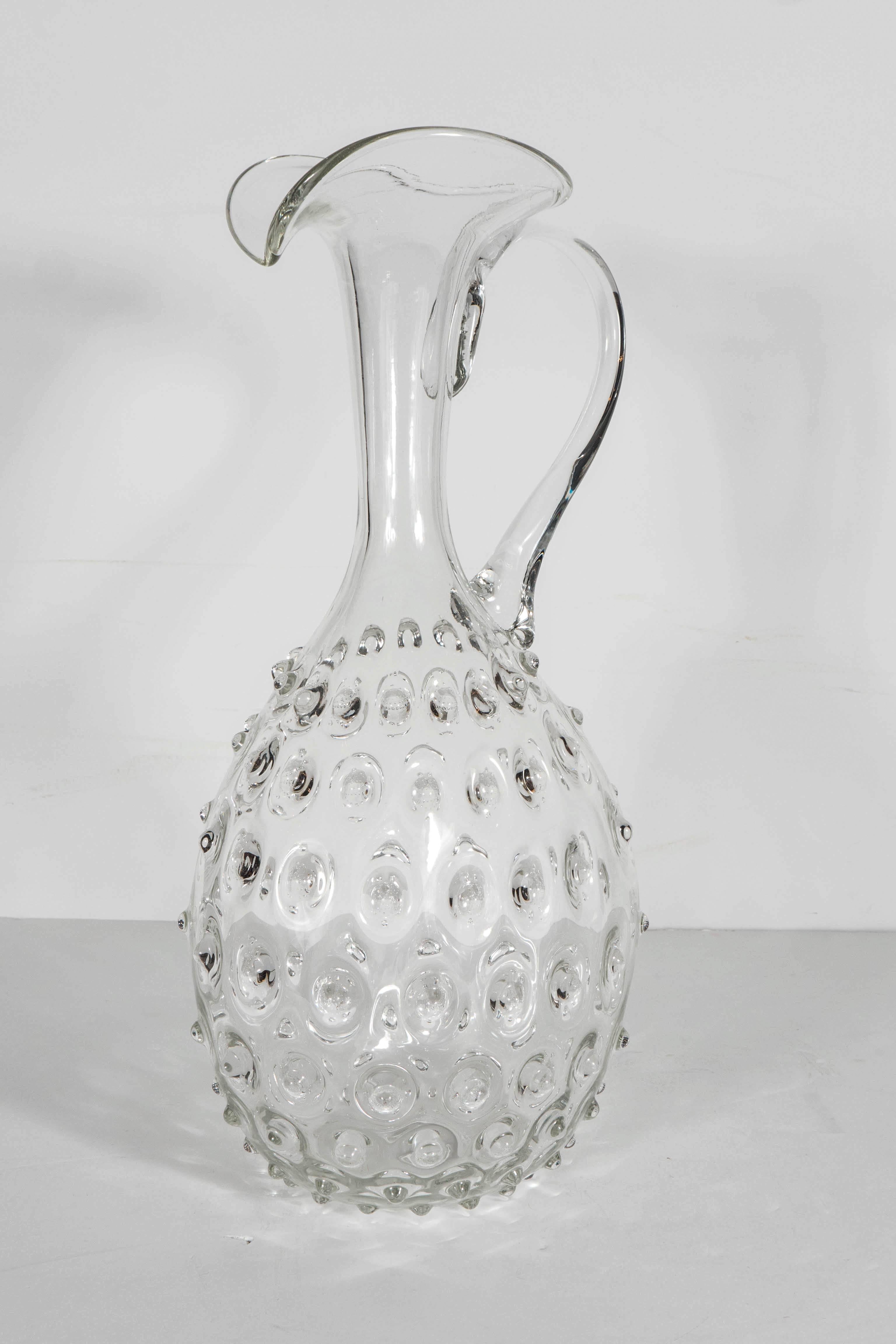 Stunning Mid-Century Modernist Handblown Murano Glass Pitcher at 1stDibs