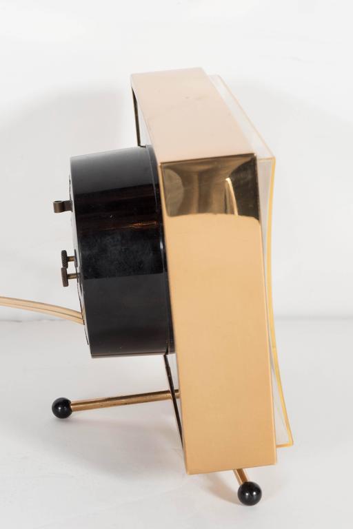 Sophisticated Mid-Century Modernist Brass Clock on Pedestal by ...