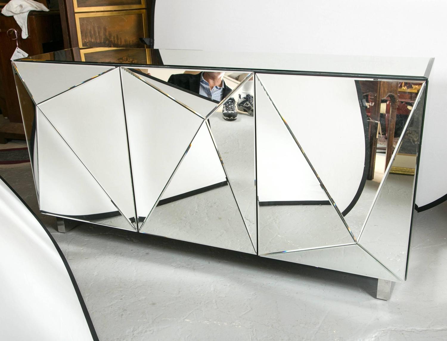 Mid-Century Modern Mirrored Console Cabinet at 1stdibs