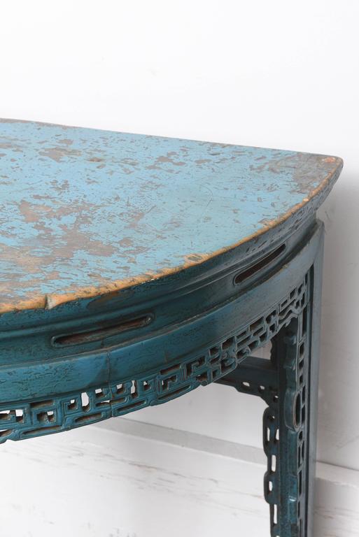 19th Century Chinese Hand-Painted Half Round Console Table at 1stDibs