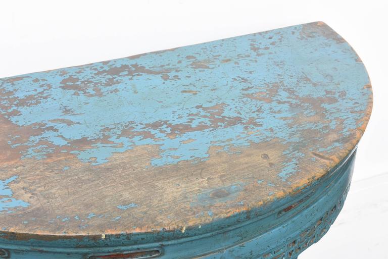 19th Century Chinese Hand-Painted Half Round Console Table at 1stDibs