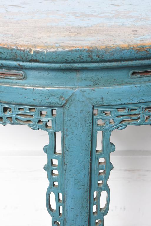 19th Century Chinese Hand-Painted Half Round Console Table at 1stDibs
