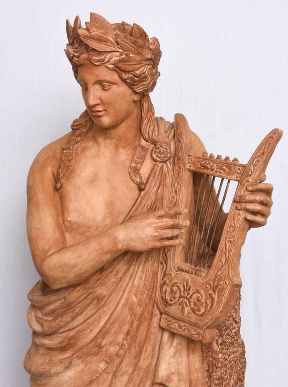 Large Scale, Terra Cotta Garden Statue, Greek God Apollo, Italy, 19th ...