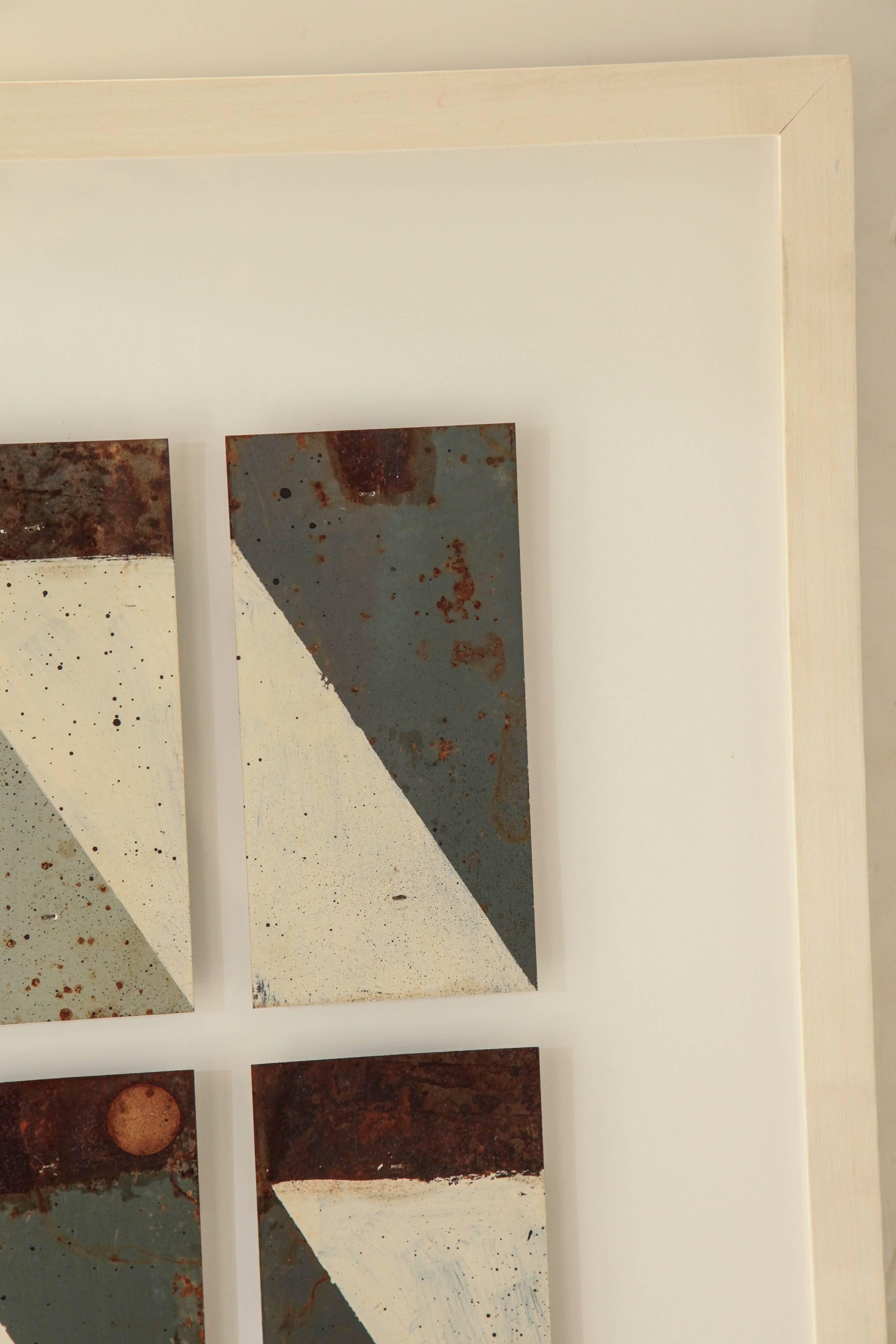 Large Painted Metal Collage in a Geometric Pattern, by Bruno Olle at ...