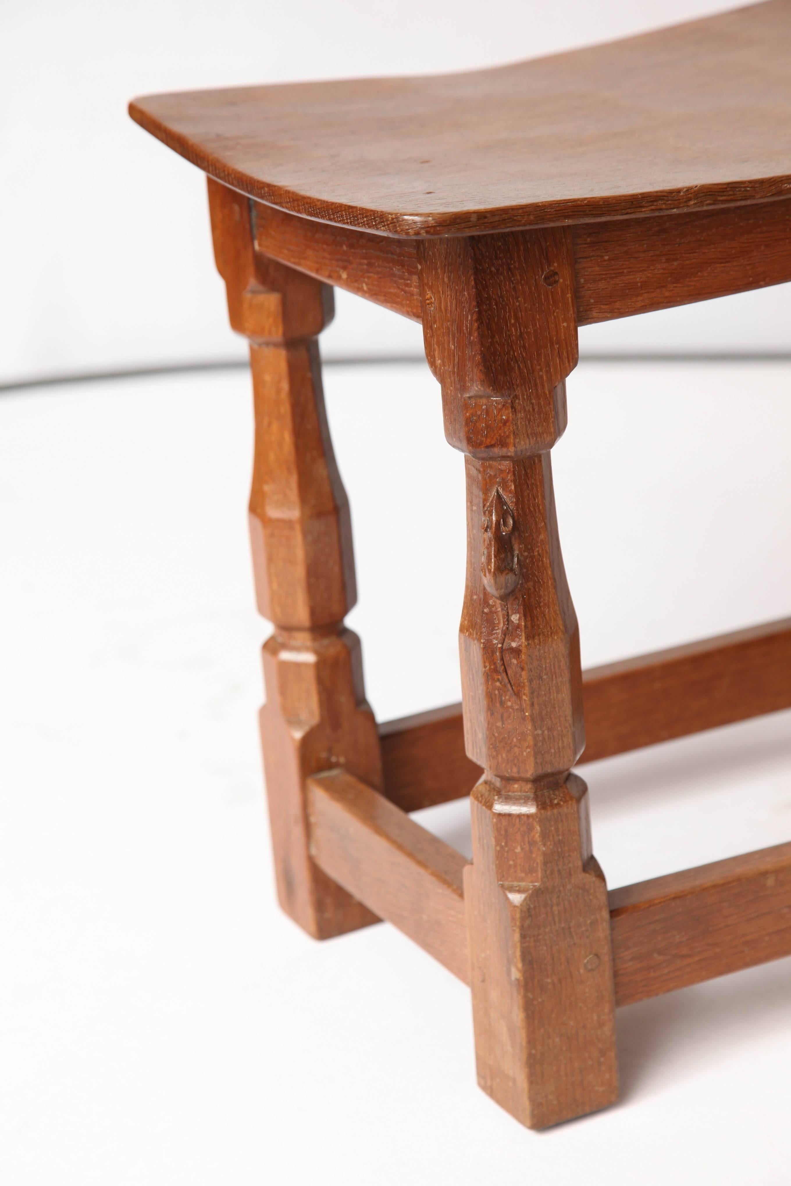 Robert "Mouseman" Thompson Oak Joint Stool at 1stDibs