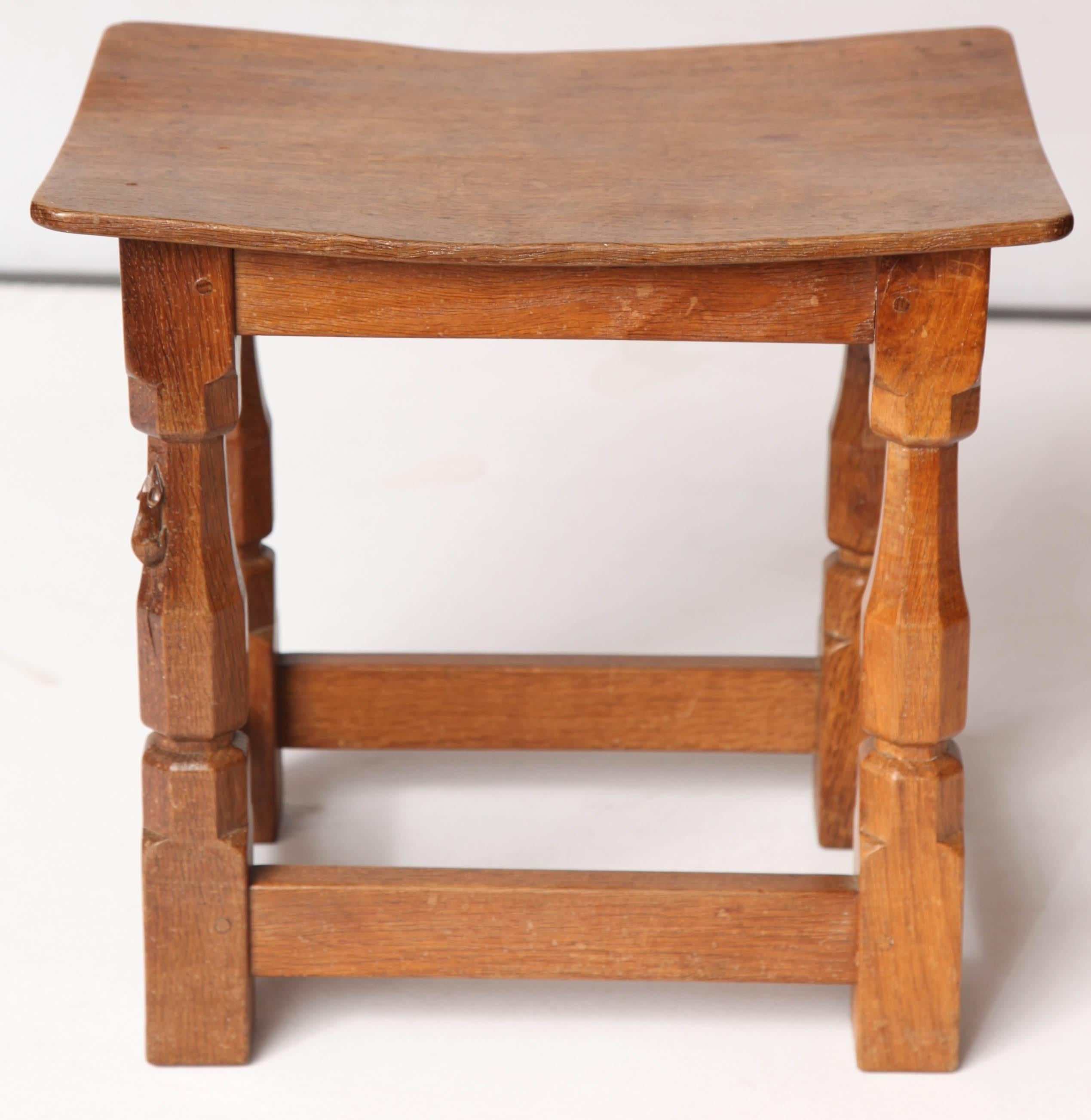 Robert "Mouseman" Thompson Oak Joint Stool at 1stDibs