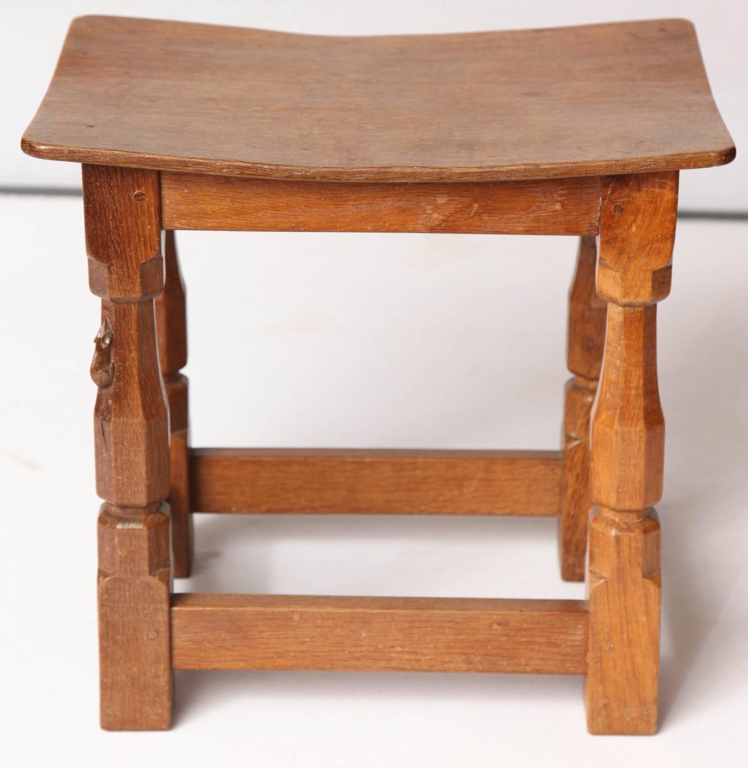 Robert "Mouseman" Thompson Oak Joint Stool For Sale at 1stdibs