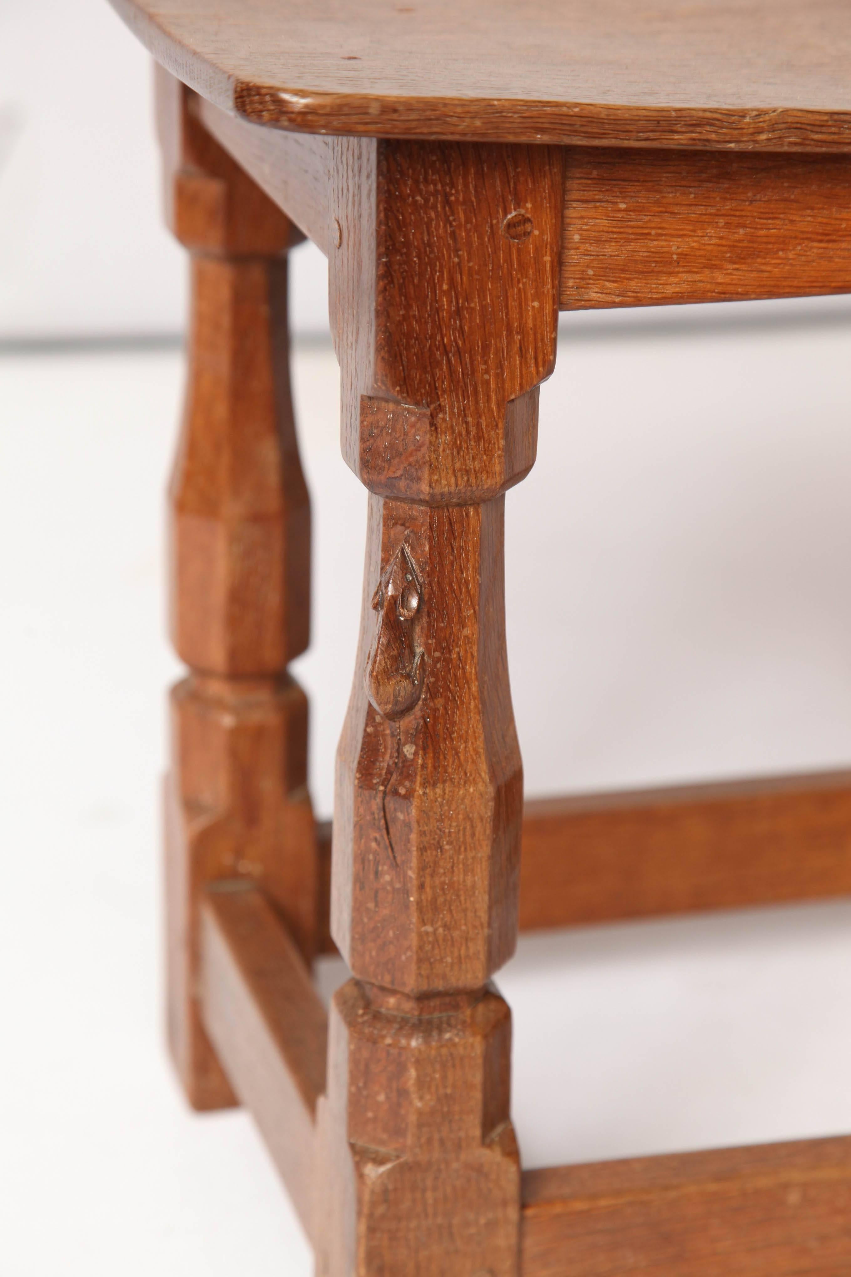 Robert "Mouseman" Thompson Oak Joint Stool at 1stDibs