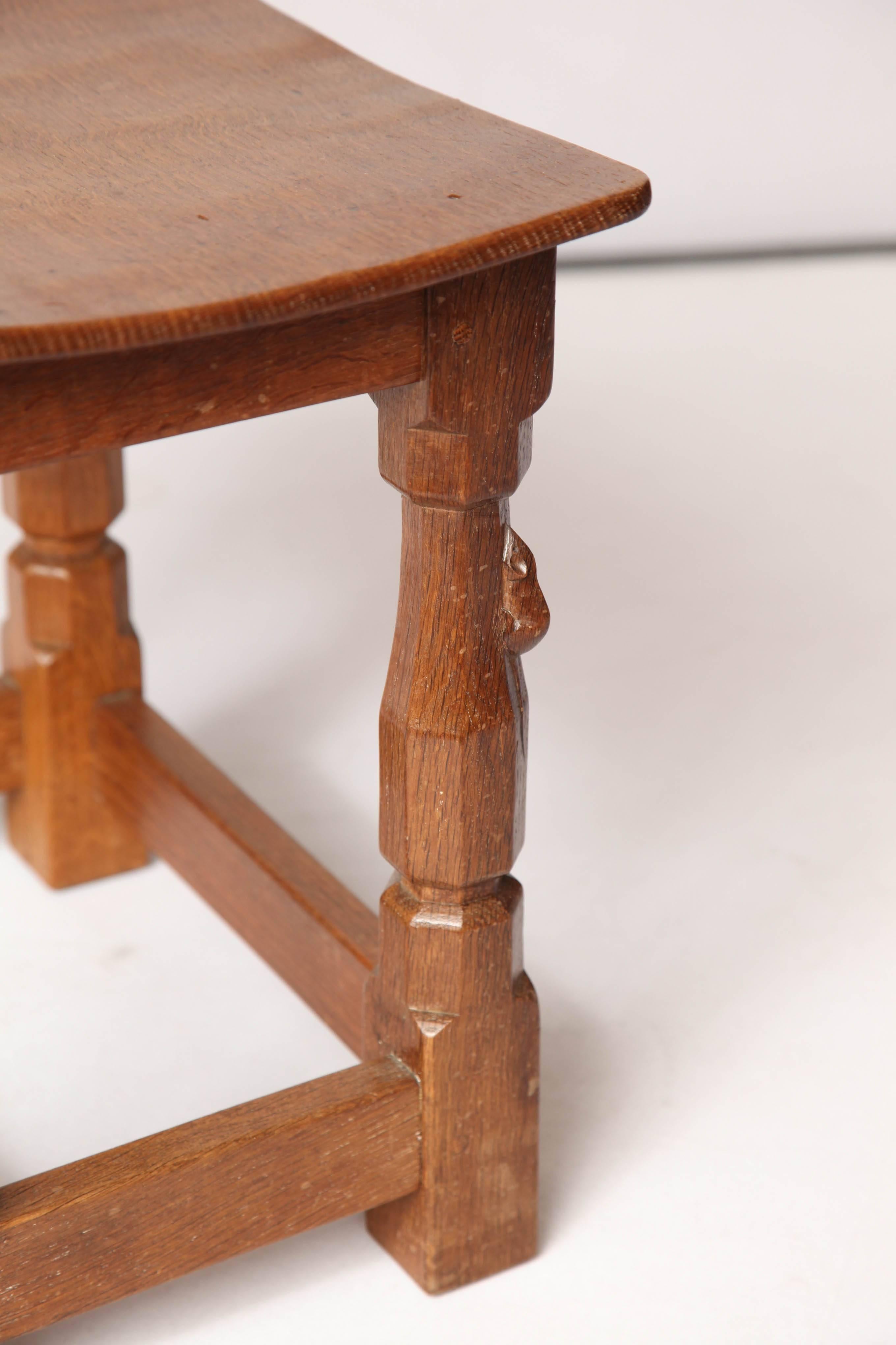 Robert "Mouseman" Thompson Oak Joint Stool at 1stDibs