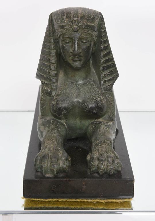 Neo-Classical French, Empire Revival-Egyptian Sphinx on Marble Base at ...