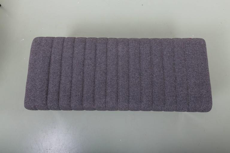 Mid-Century Polish Chrome and Grey Flannel Channel Upholstered Long ...