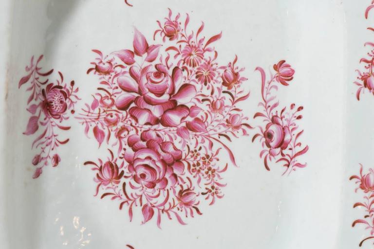 Antique Chinese Porcelain Platter Hand-Painted with Rose Pink Enamels ...