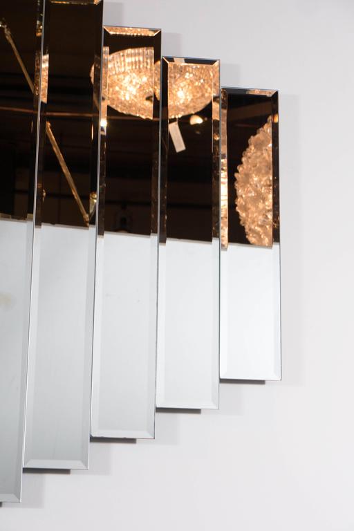 Sculptural Mid-Century Modernist Geometric Stepped Wall Mirror at 1stDibs