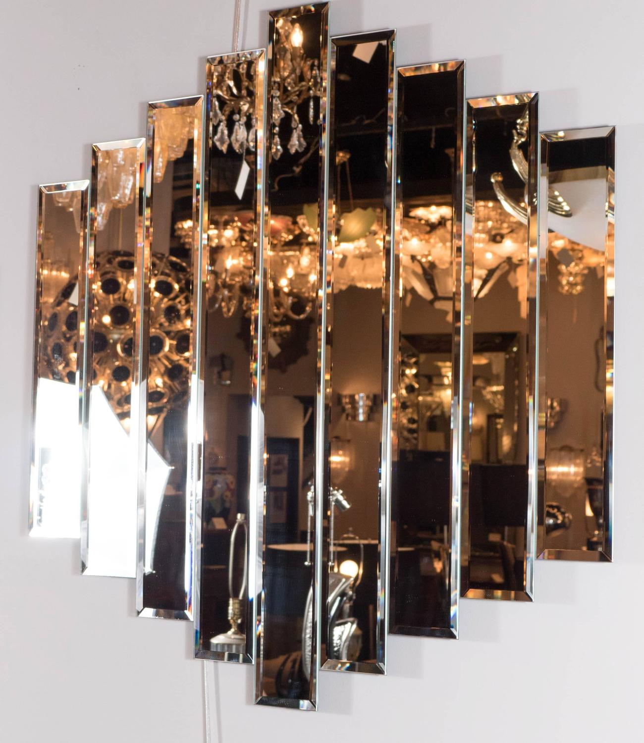 Sculptural Mid-Century Modernist Geometric Stepped Wall Mirror at 1stdibs
