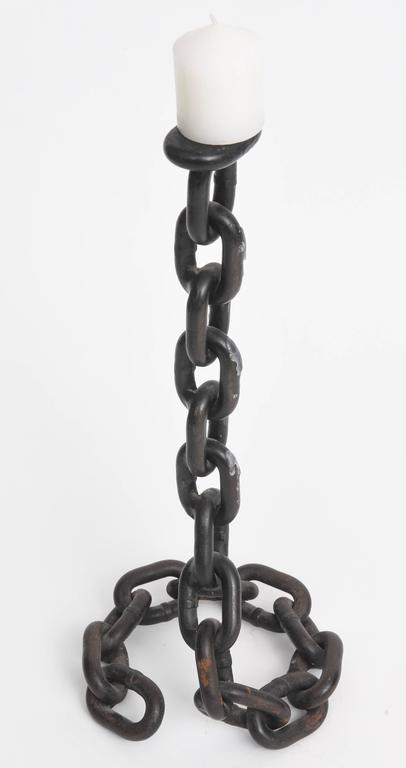 Pair of Illusionistic Iron Chain Link Candlesticks at 1stDibs | chain ...