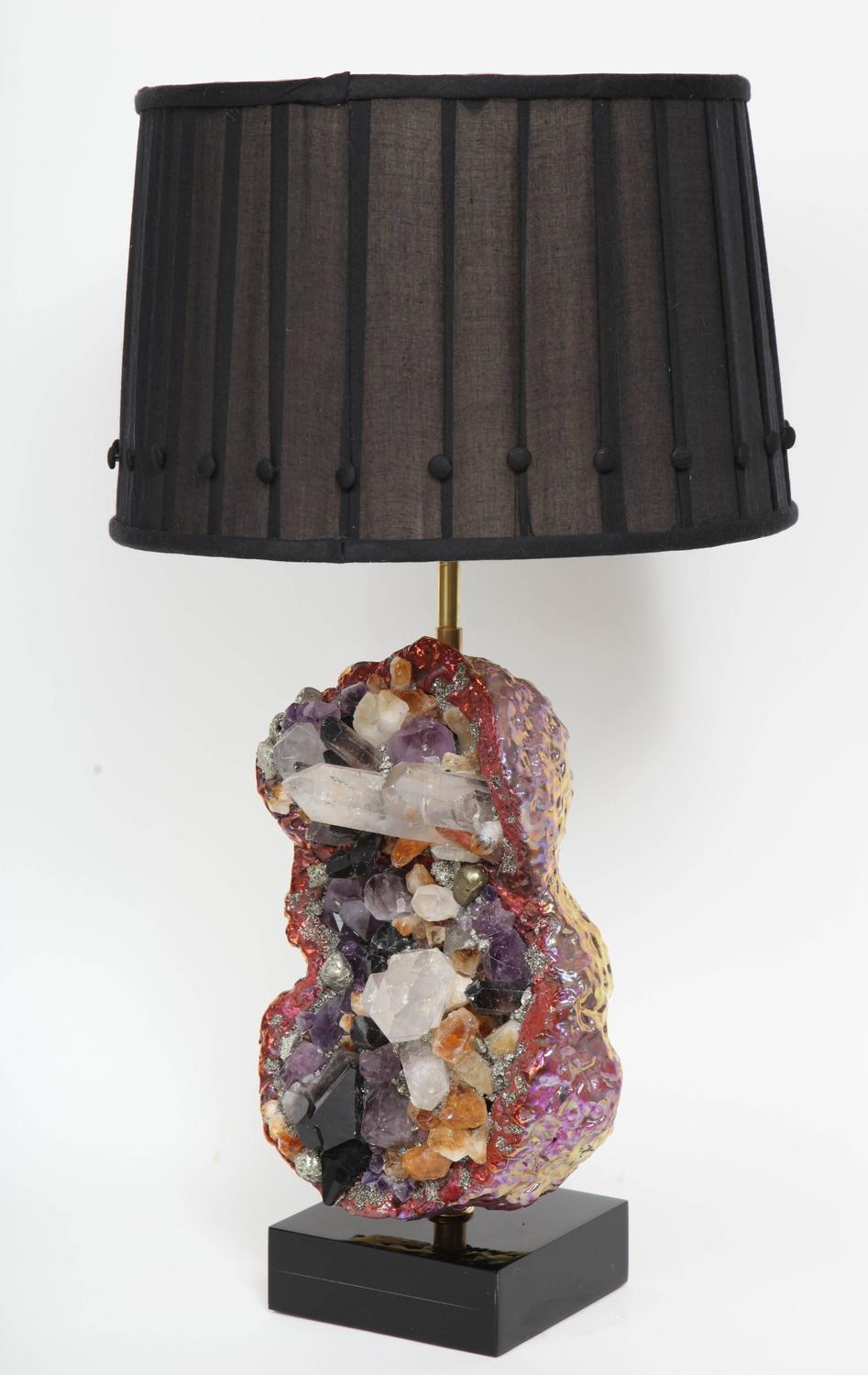 Pair of Geode and Quartz Specimen Lamps at 1stdibs