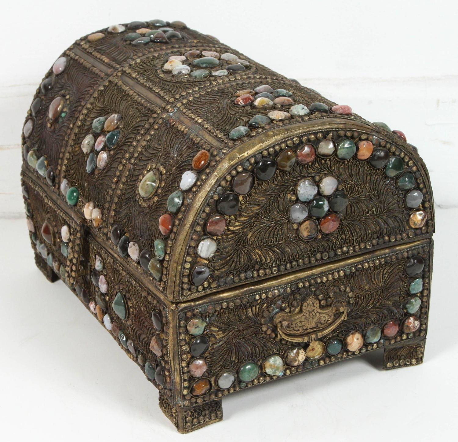 Large Vintage Inlaid Moroccan Wedding Jewelry Box For Sale at 1stdibs