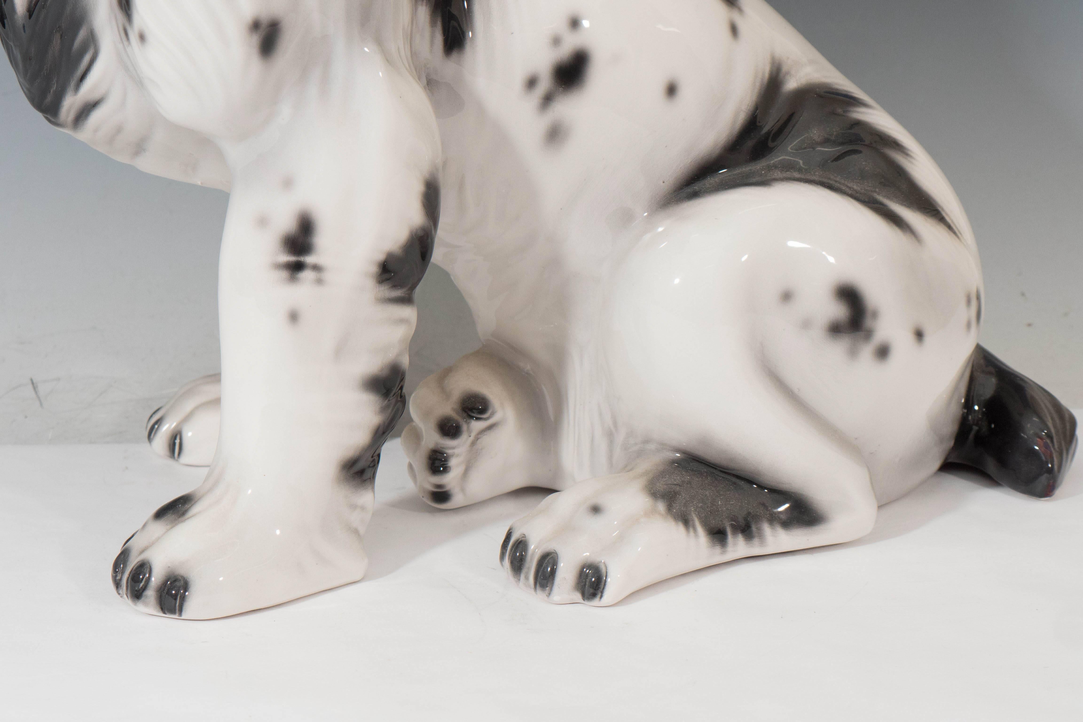 Mid-Century Italian Ceramic Sculpture of a Black and White Cocker ...