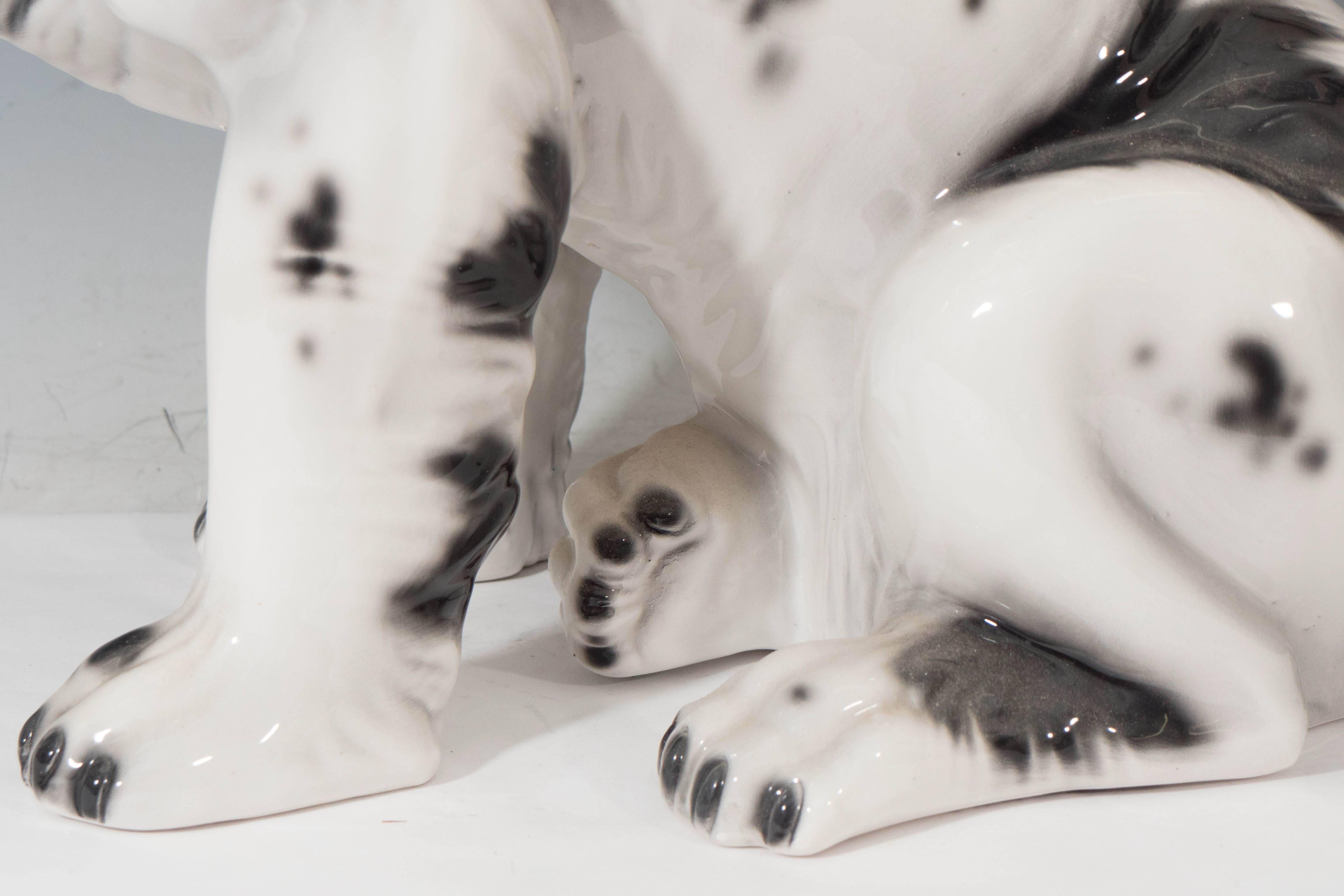 Mid-Century Italian Ceramic Sculpture of a Black and White Cocker ...