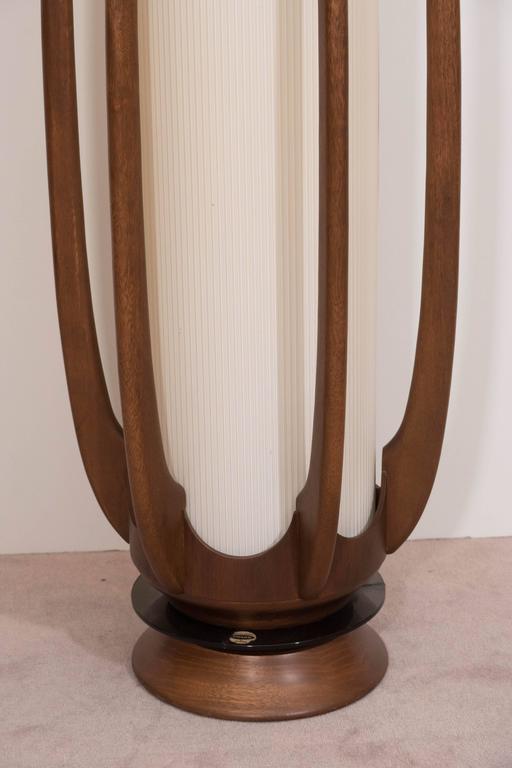 Modeline Sculptural Floor Lamp with Linen Shade and Curved Wood Frame ...