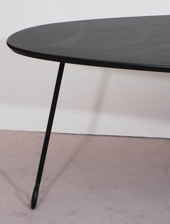 Jean Royère Style Coffee Table with Black Biomorphic Top on Ring Feet ...