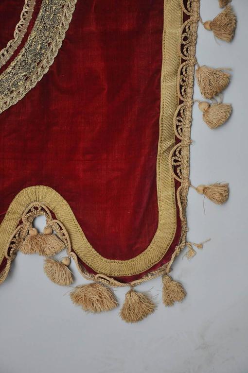 Italian Embroidered Crimson Silk Velvet Banner at 1stDibs