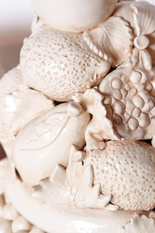 Pair of Tall Italian Creamware Pedestal Bowls of Fruit at 1stDibs