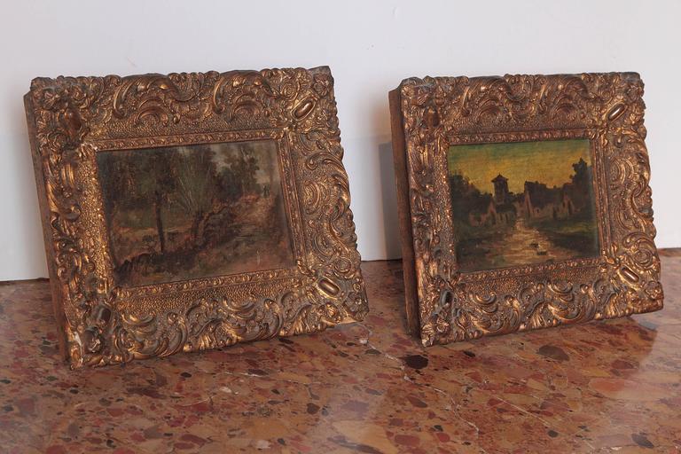 Pair of Small Framed Antique Oil Paintings from France at 1stDibs ...
