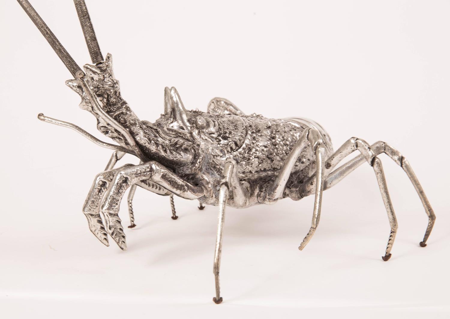 Unique Detailed Metal Lobster Sculpture at 1stdibs