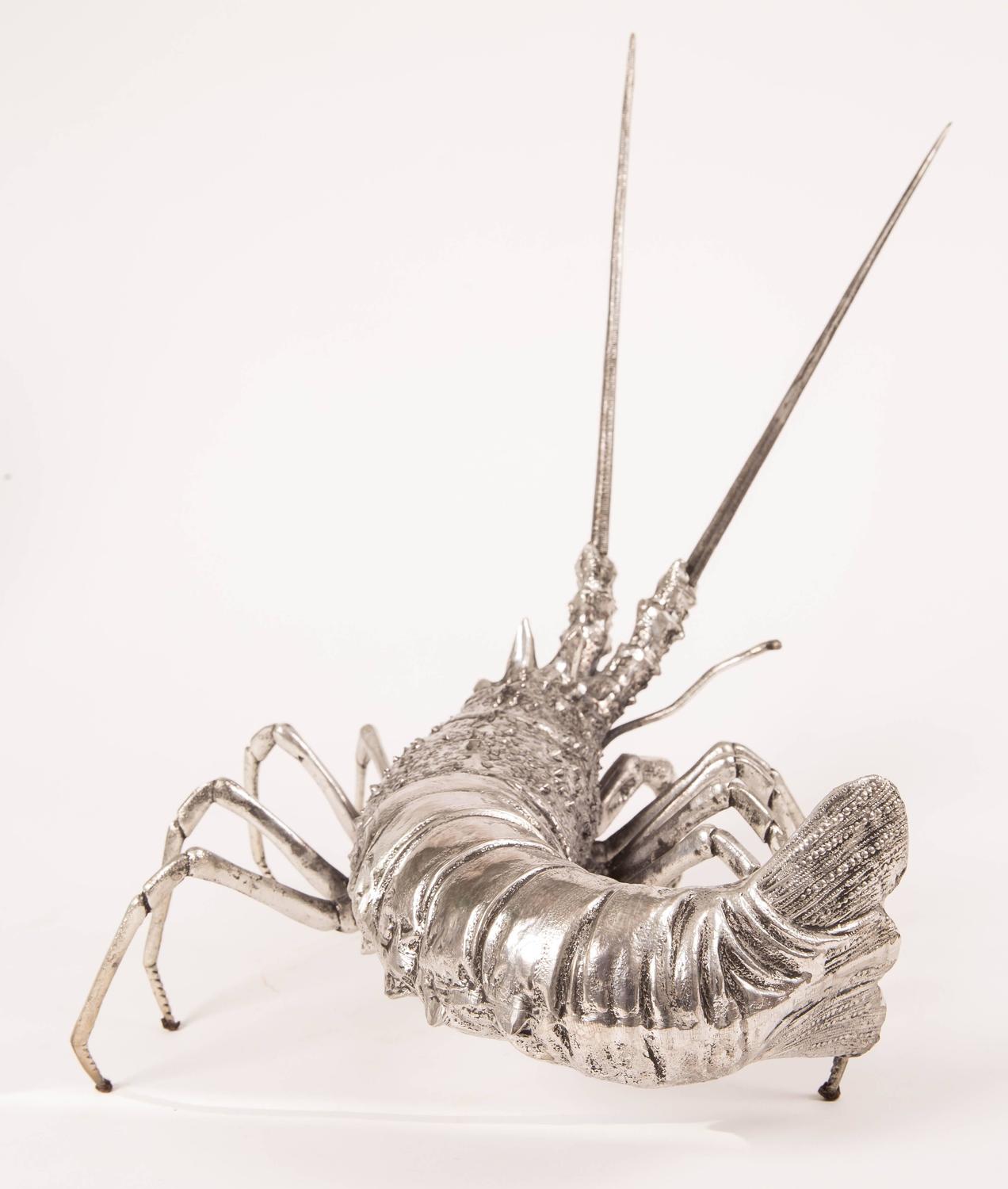 Unique Detailed Metal Lobster Sculpture at 1stdibs