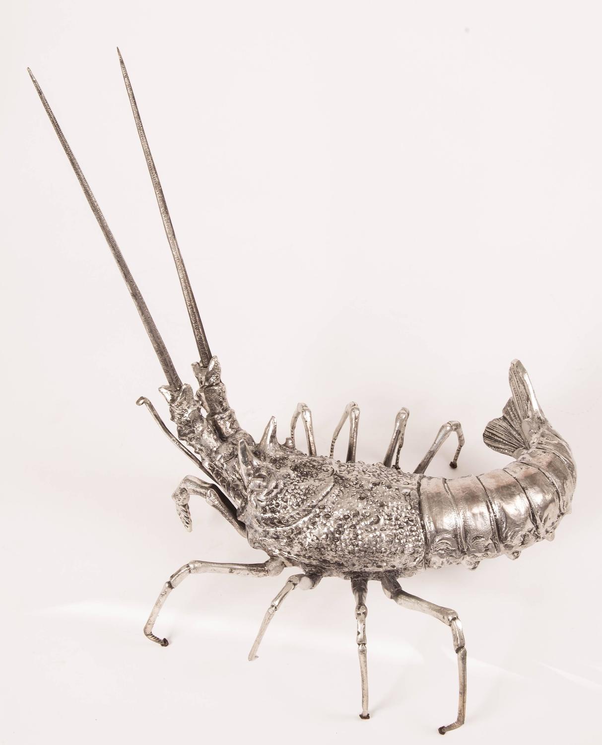 Unique Detailed Metal Lobster Sculpture at 1stdibs