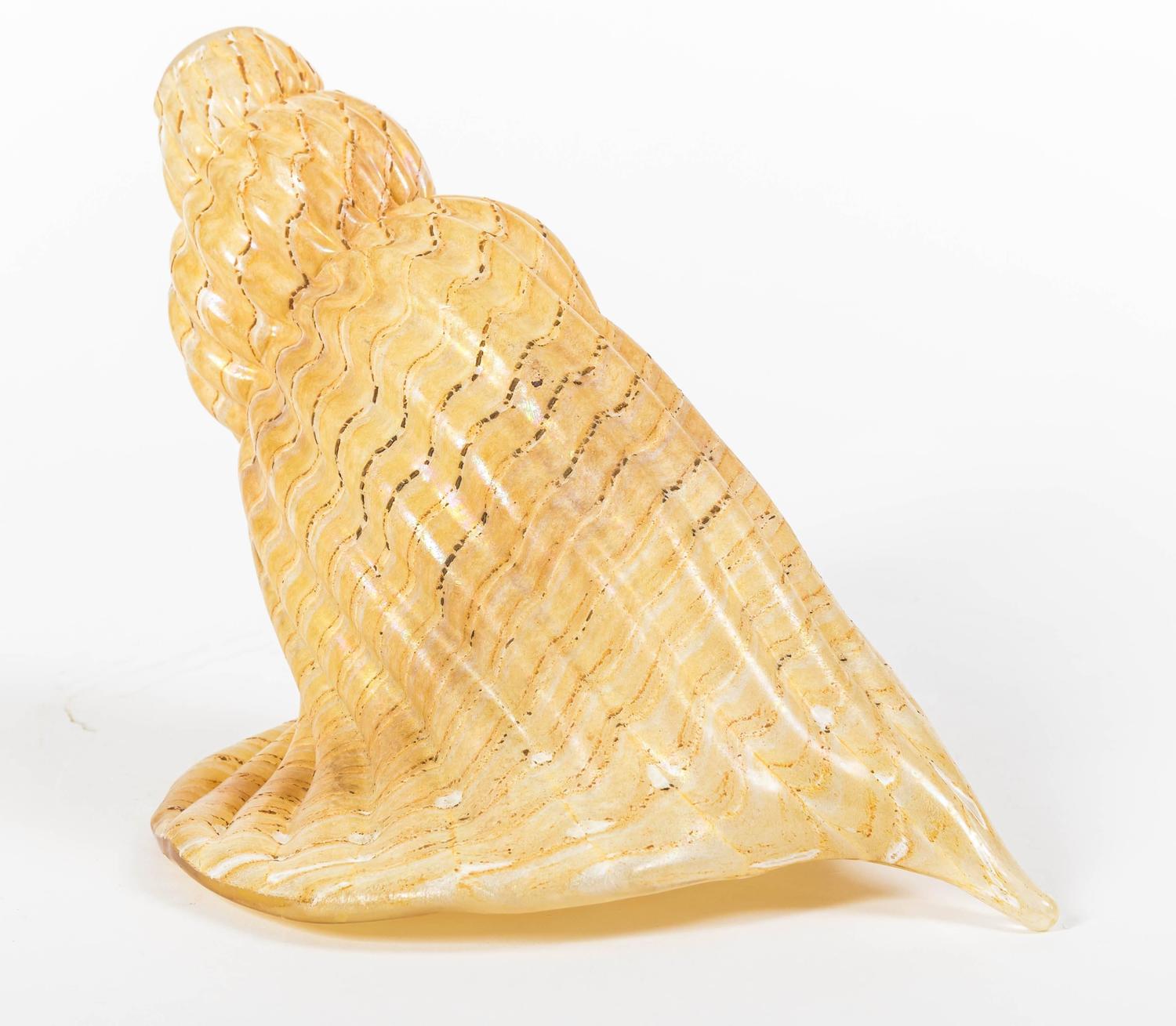 Large Murano Glass Conch Shell Sculpture with Brown Detail For Sale at ...