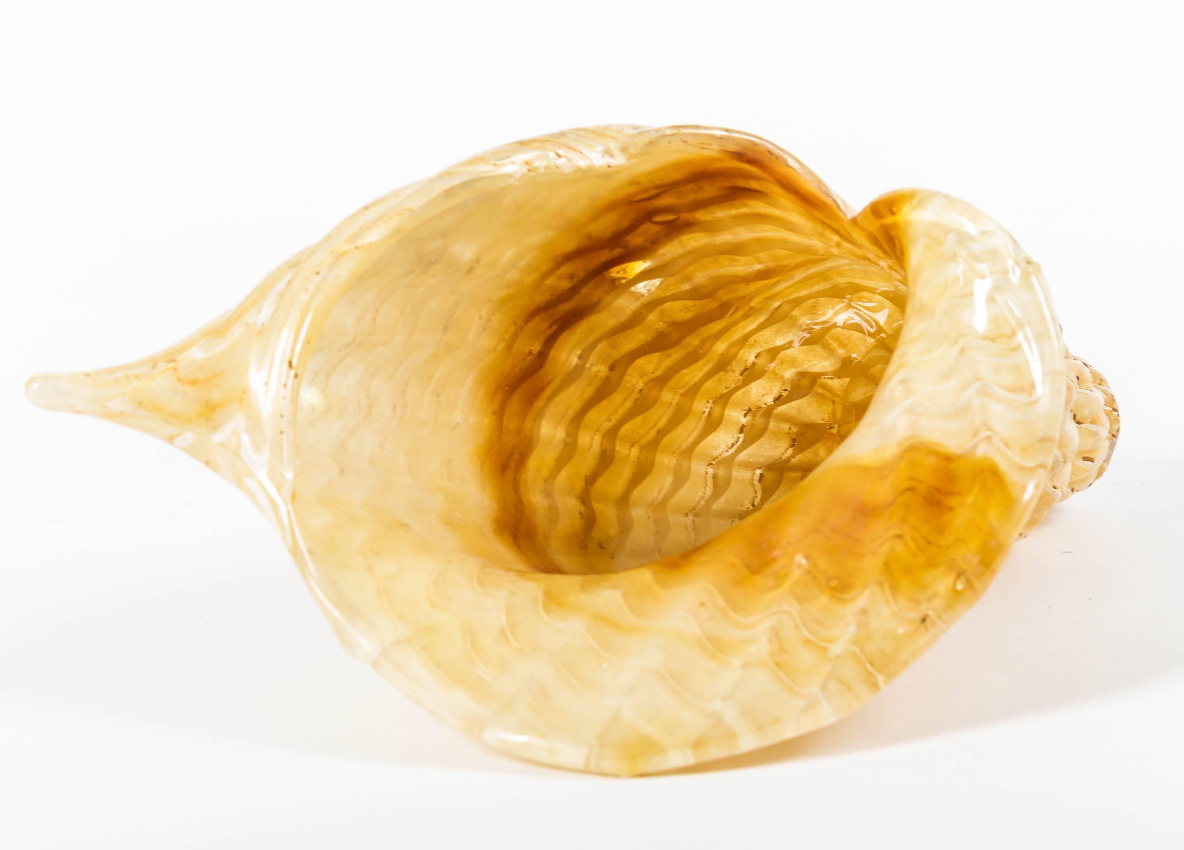 Large Murano Glass Conch Shell Sculpture with Brown Detail at 1stDibs ...