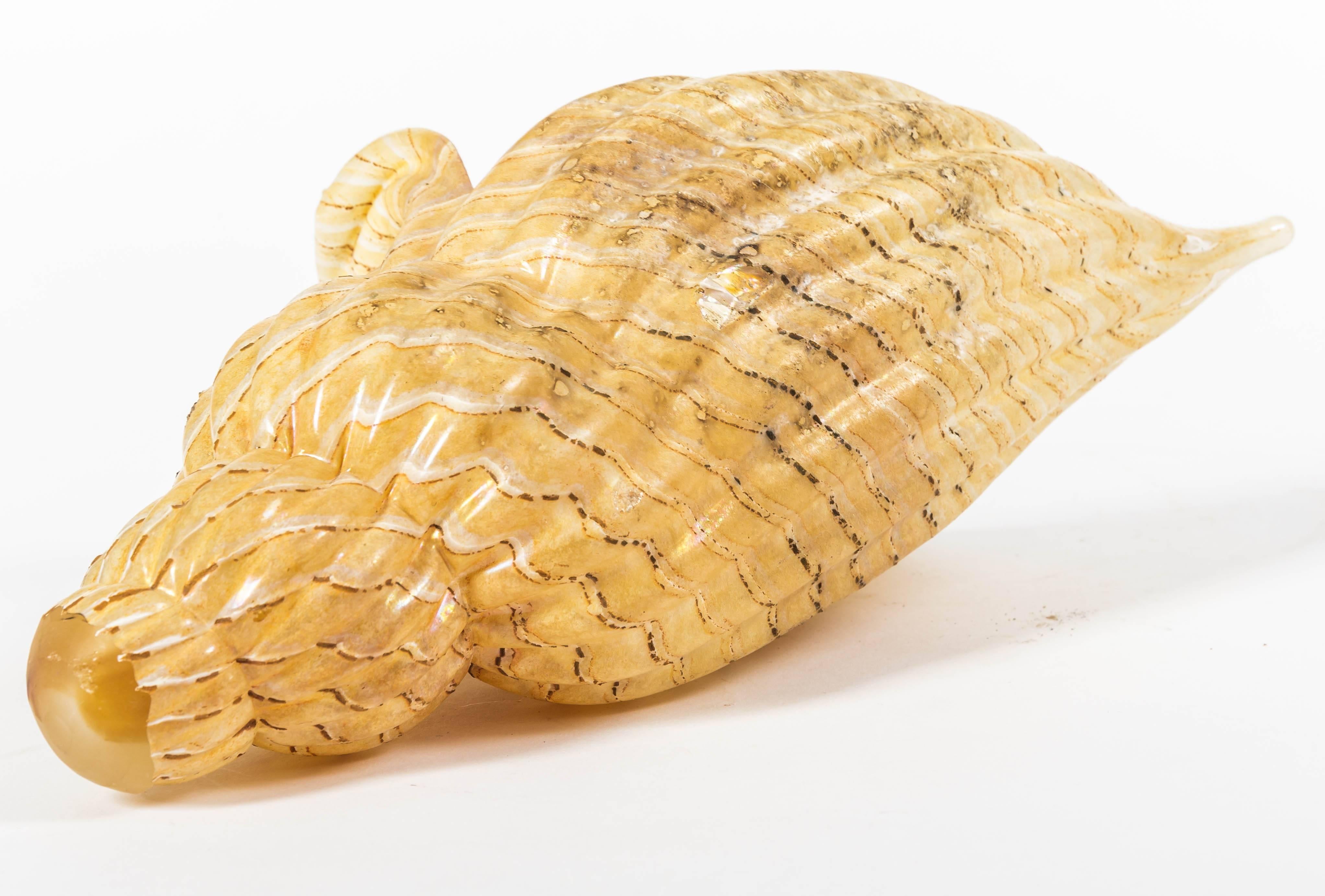 Large Murano Glass Conch Shell Sculpture with Brown Detail at 1stDibs ...
