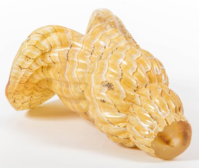 Large Murano Glass Conch Shell Sculpture with Brown Detail at 1stDibs