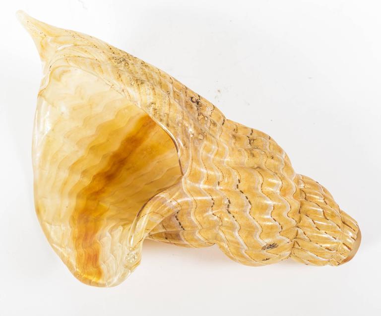 Large Murano Glass Conch Shell Sculpture with Brown Detail at 1stDibs