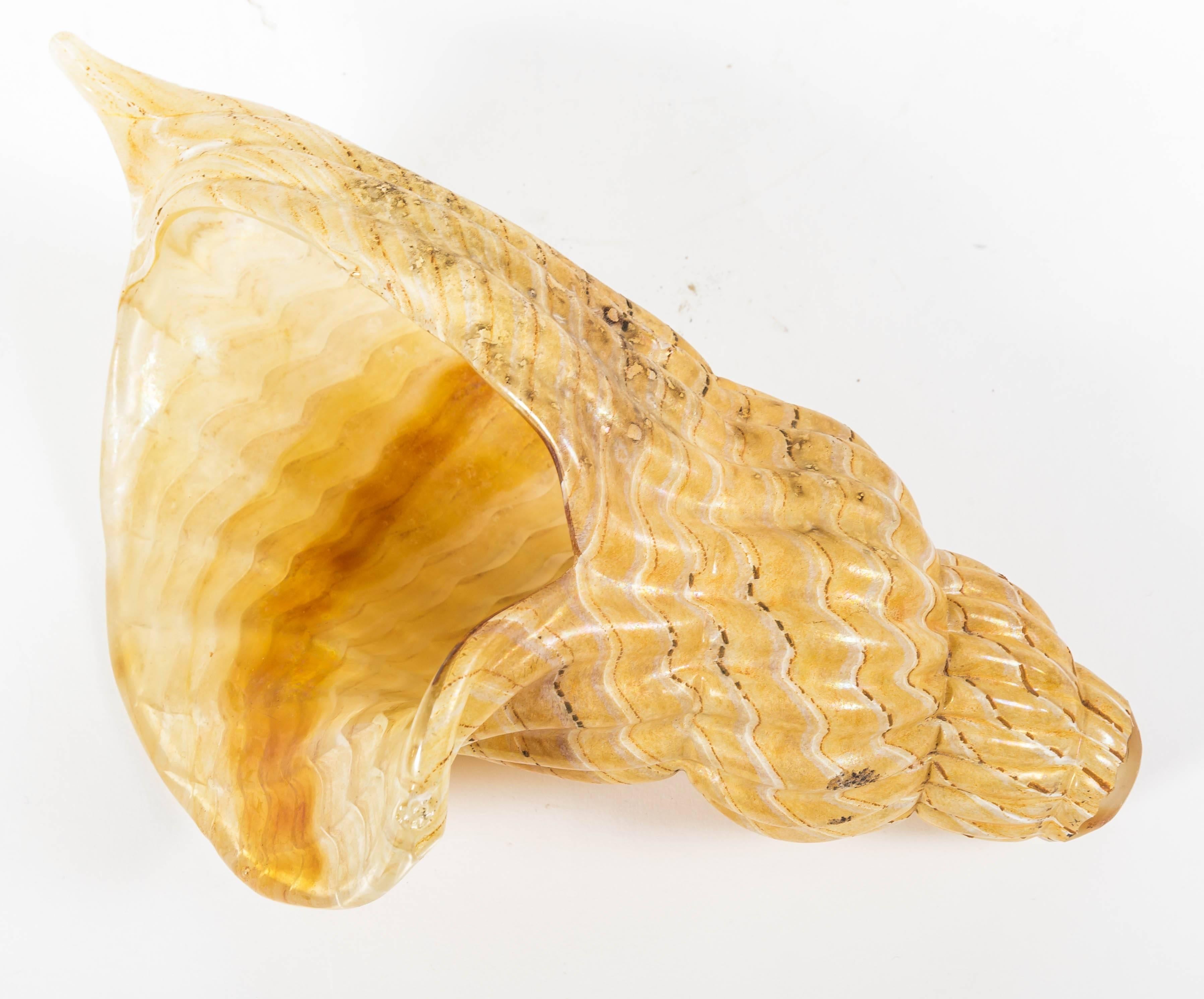 Large Murano Glass Conch Shell Sculpture with Brown Detail at 1stDibs ...