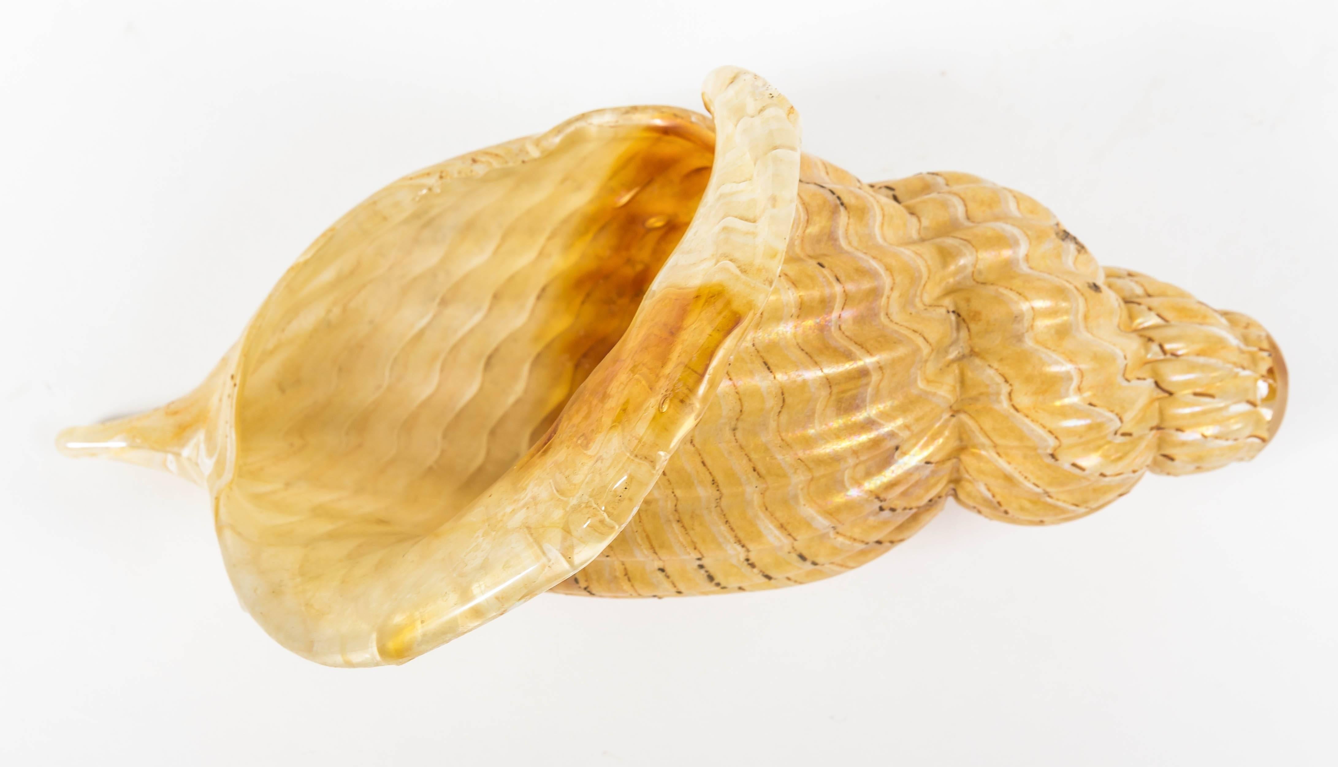 Large Murano Glass Conch Shell Sculpture with Brown Detail at 1stDibs ...