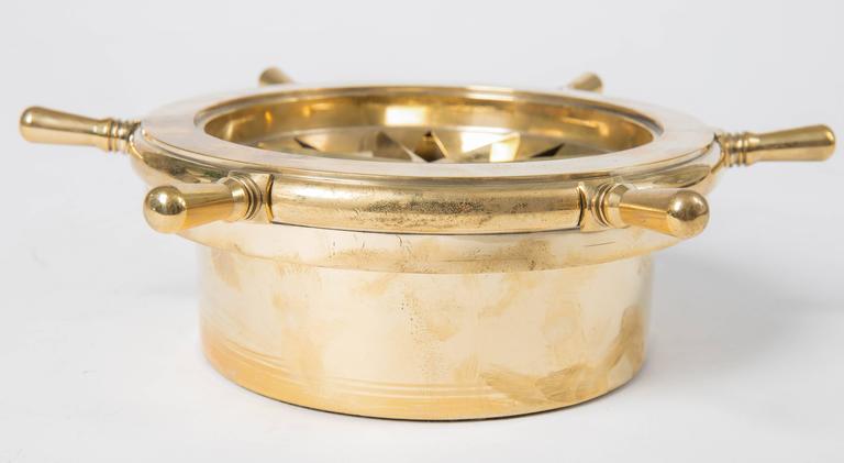 Small Brass Nautical Themed Ash Tray with Rotating Ships Wheel Cover at ...