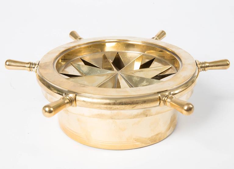 Small Brass Nautical Themed Ash Tray with Rotating Ships Wheel Cover at ...