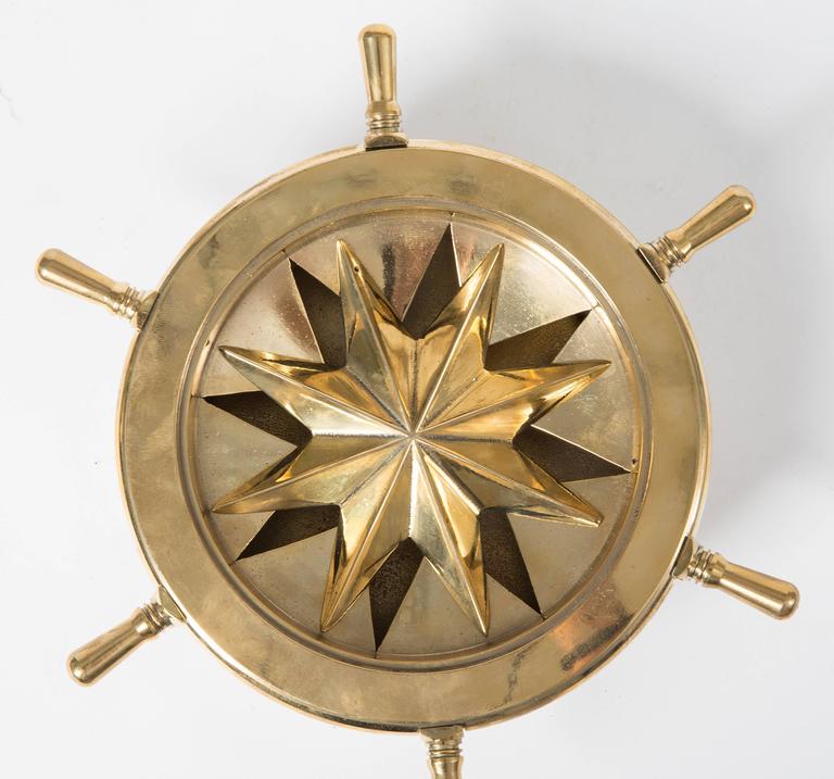 Small Brass Nautical Themed Ash Tray with Rotating Ships Wheel Cover at ...