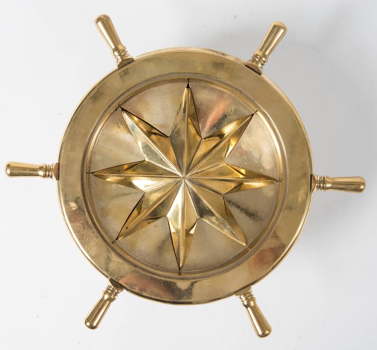 Small Brass Nautical Themed Ash Tray with Rotating Ships Wheel Cover at ...