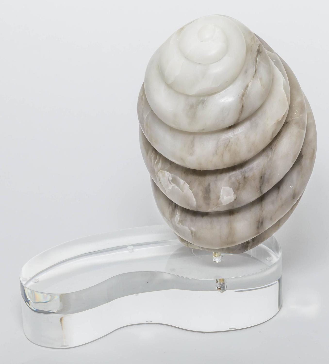 Marble Shell Form Sculpture on a Lucite Base with Coral Interior For ...