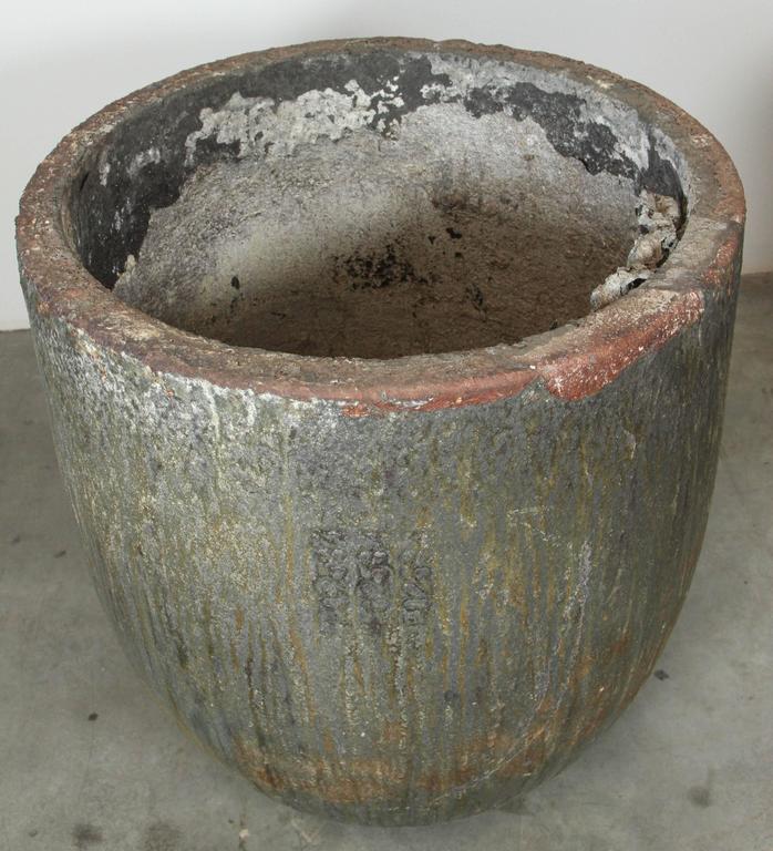 Large-Scale Glazed Lava Stone Foundry Crucible Garden Planter at 1stDibs